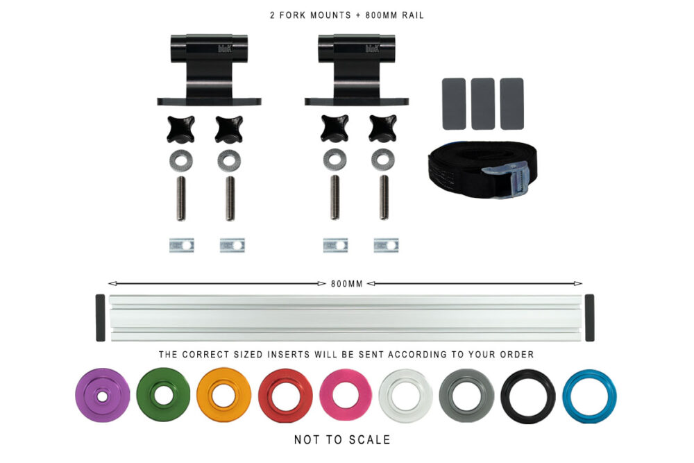 800mm Free Standing Twin Slot Rail + (2)Fork Mounts - bloK Pod